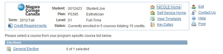 How-to: Choose Electives | MyNC | Niagara College