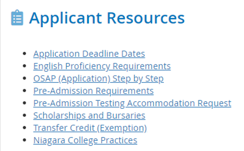 How-to: Access Resources for Applicants | MyNC | Niagara College
