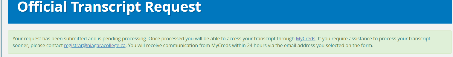 How-to: Request a Transcript | MyNC | Niagara College