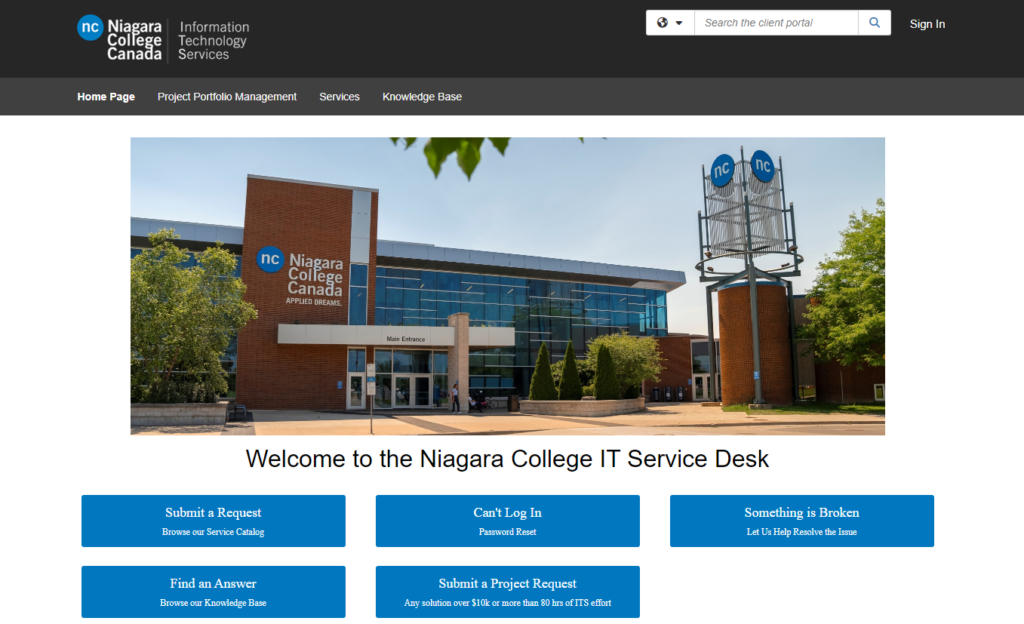 IT Service Desk Portal redesigned to serve employees better | Niagara ...